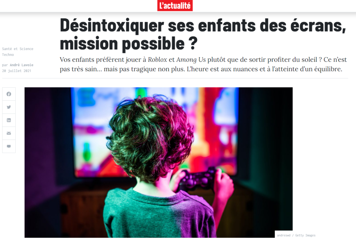 Désintoxiquer ses enfants des écrans, mission possible ? :: L’actualité ...
